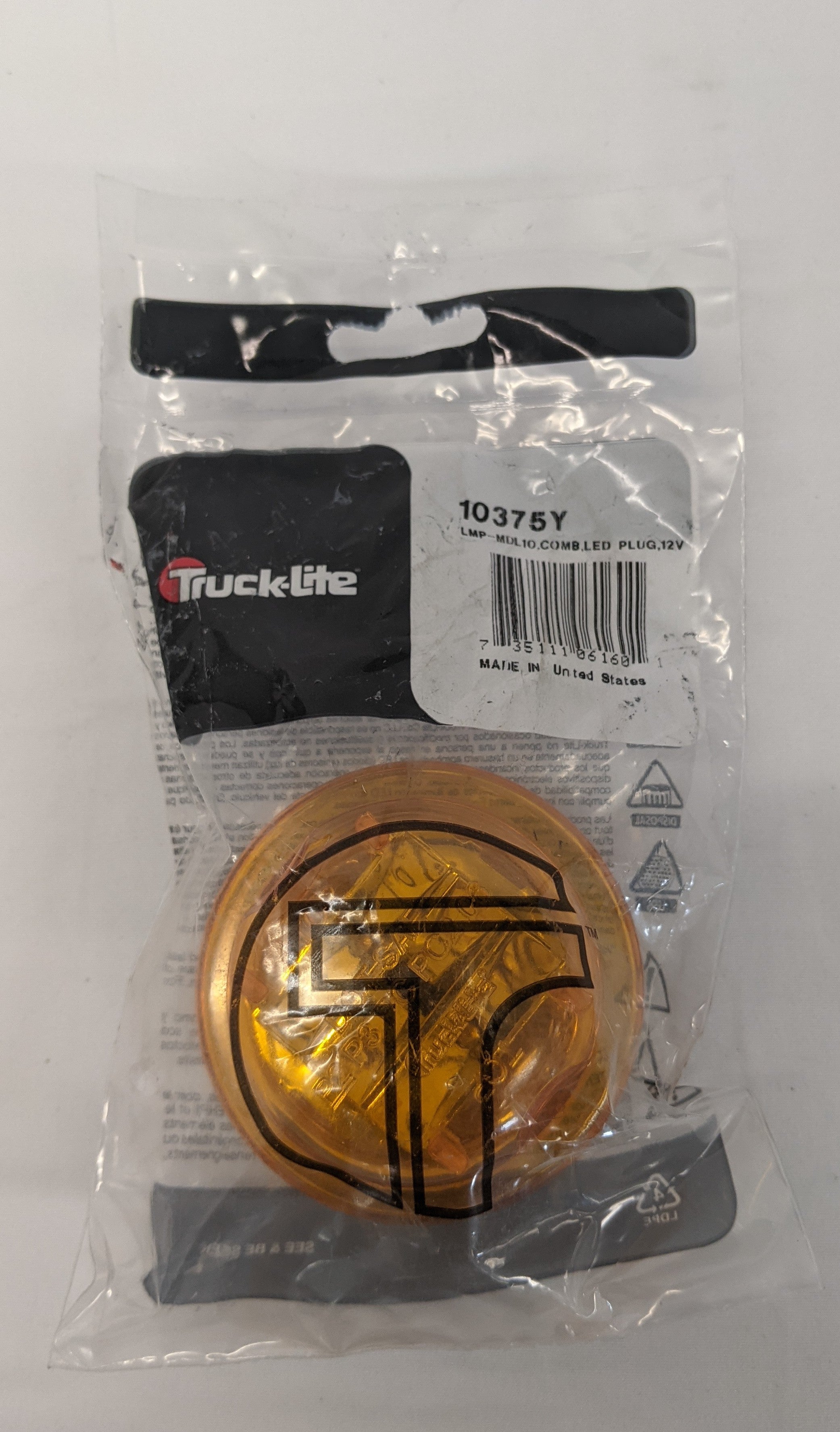 Truck-Lite 10 Series Round Yellow LED Light - TL 10375Y - New
