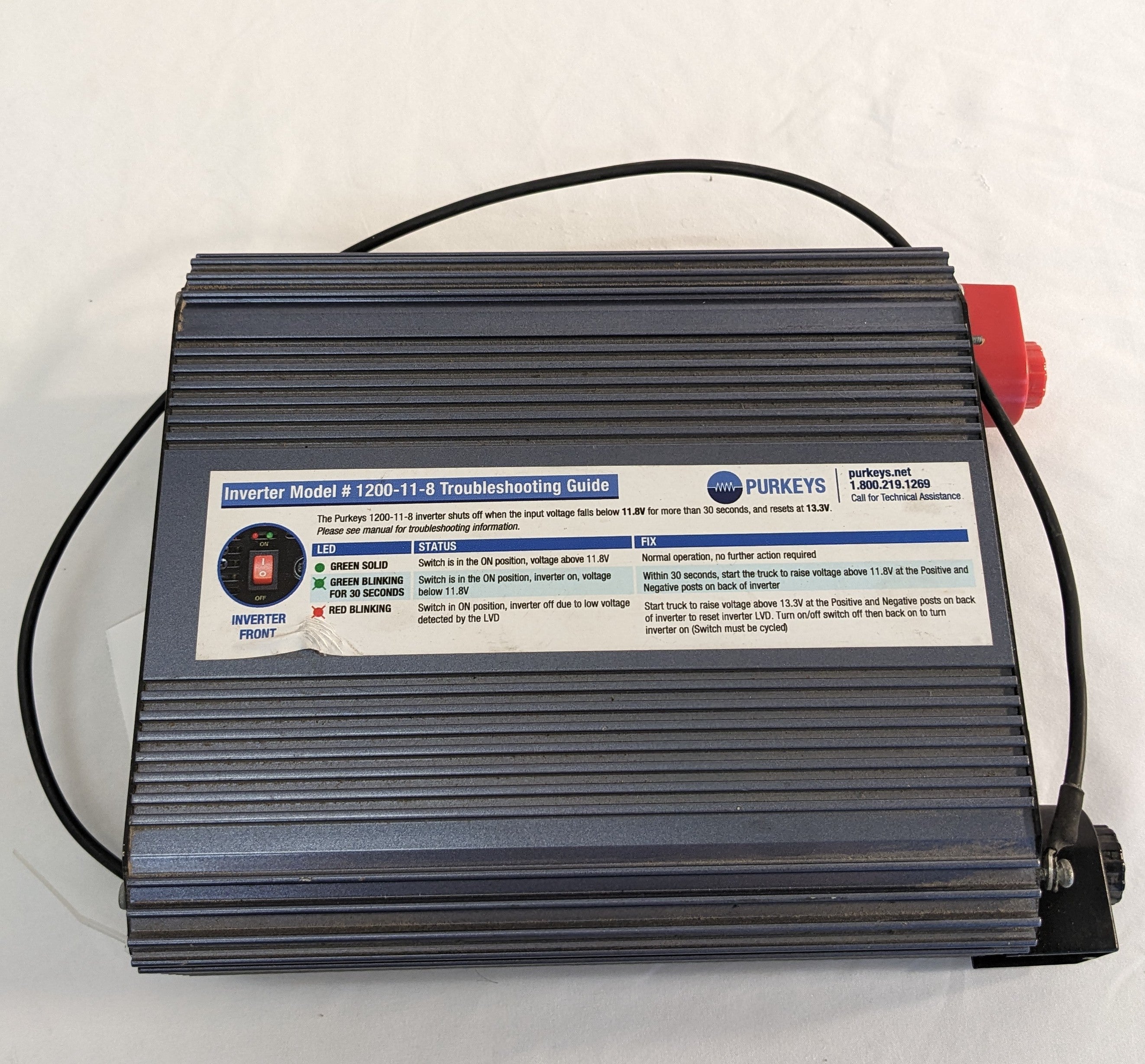 1200-11-8 - Purkeys DC To AC 1500 Watt Power Inverter - Used
